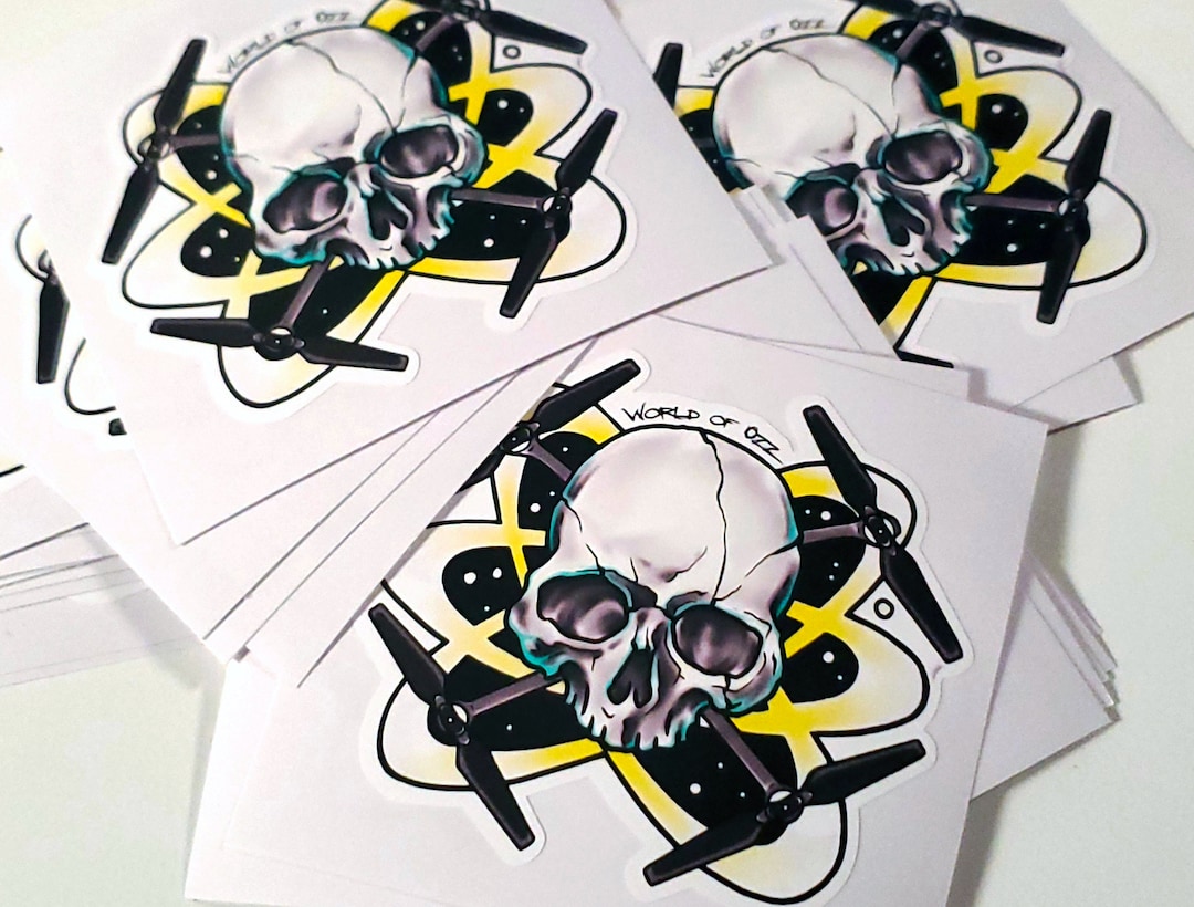 3 X 2.5 Drone Skull Atomic Sticker Die Cut Water Proof Quad RC UAV ...