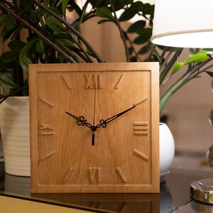 Square Shape Large Wall Clock, Classical Wooden Wall Clock Made of ...
