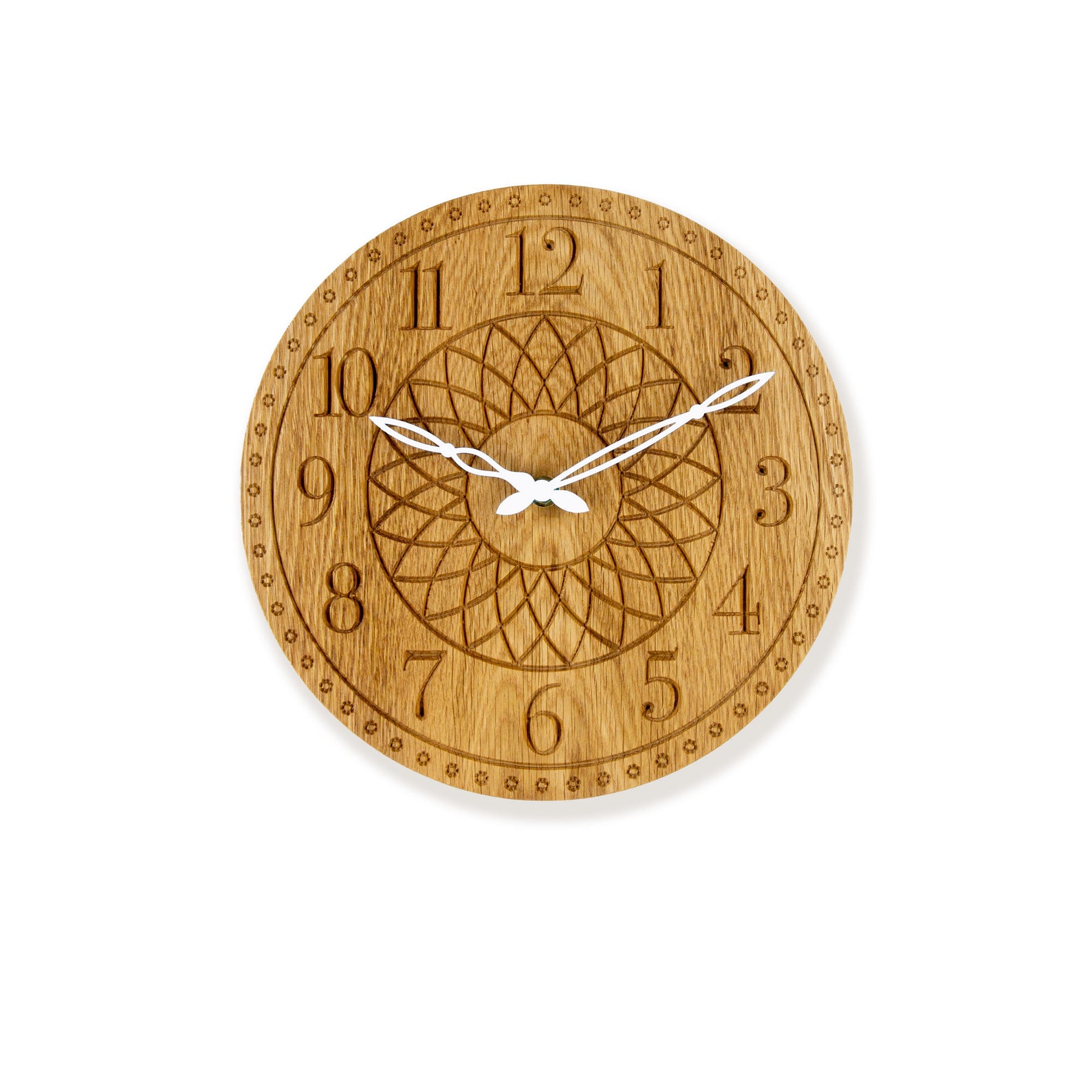 Wood Clock Natural Oak Round Wall Clock Made of Solid Wood - Etsy