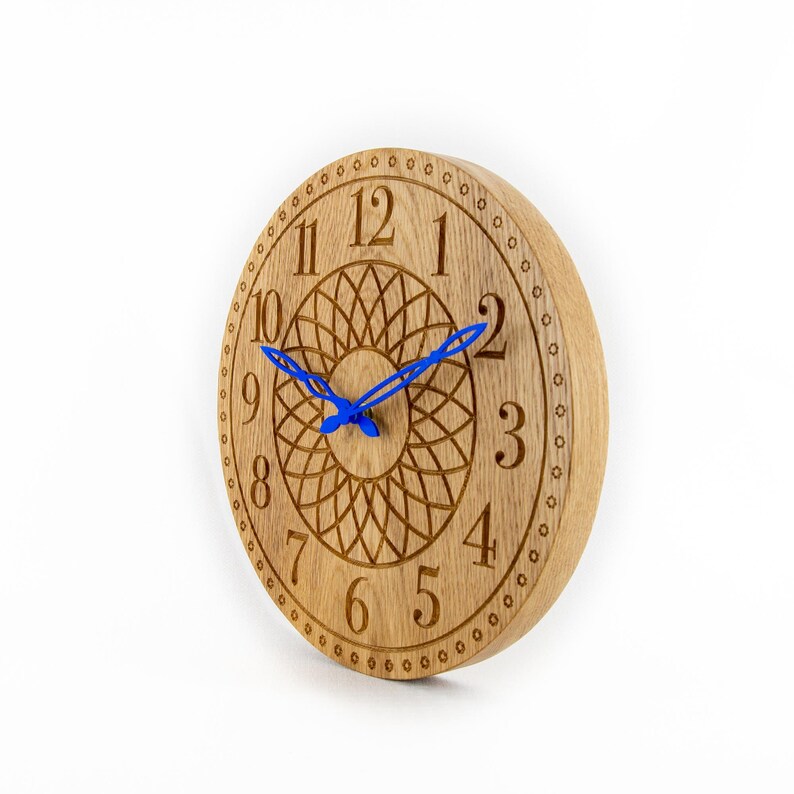 Wood Clock Natural Oak Round Wall Clock Made of Solid Wood - Etsy