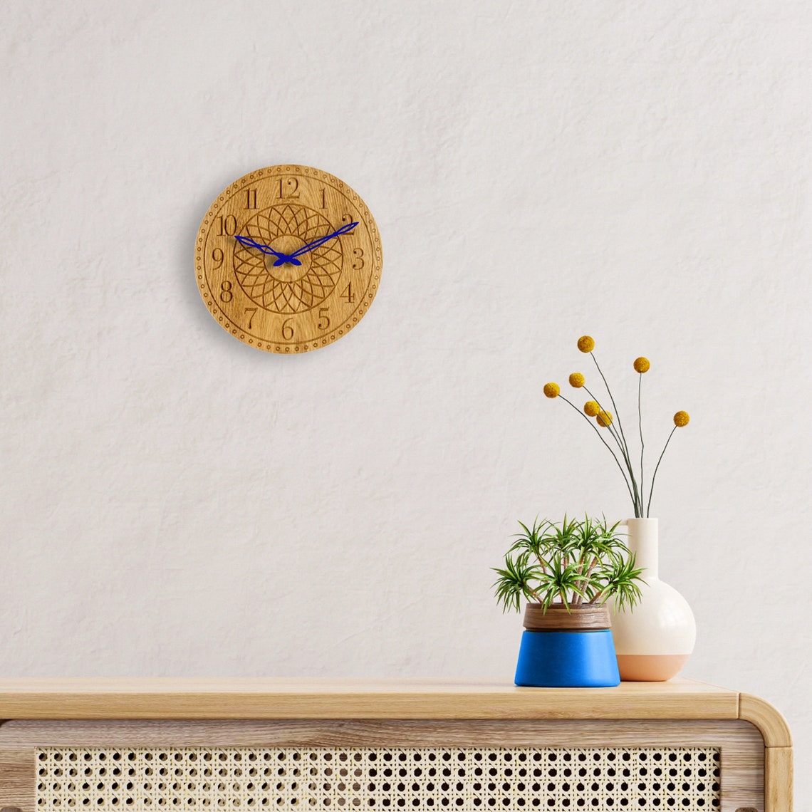 Wood Clock Natural Oak Round Wall Clock Made of Solid Wood - Etsy