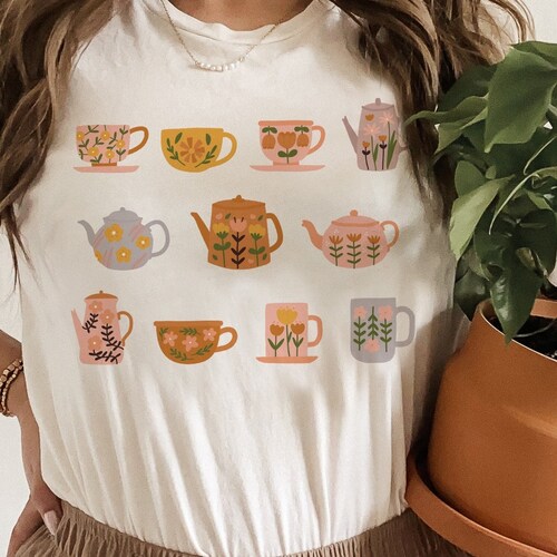 Tea Kettle Shirt Cottagecore Clothing Cottage Core Clothes Tea - Etsy
