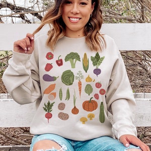 Vegetable Sweatshirt Veggie Sweater Gardener Crewneck Vegetarian ...