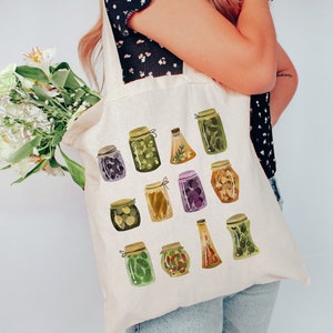 Pickle Tote Bag Pickle Jar Tote Bag Pickling Bag Cottagecore Bag ...