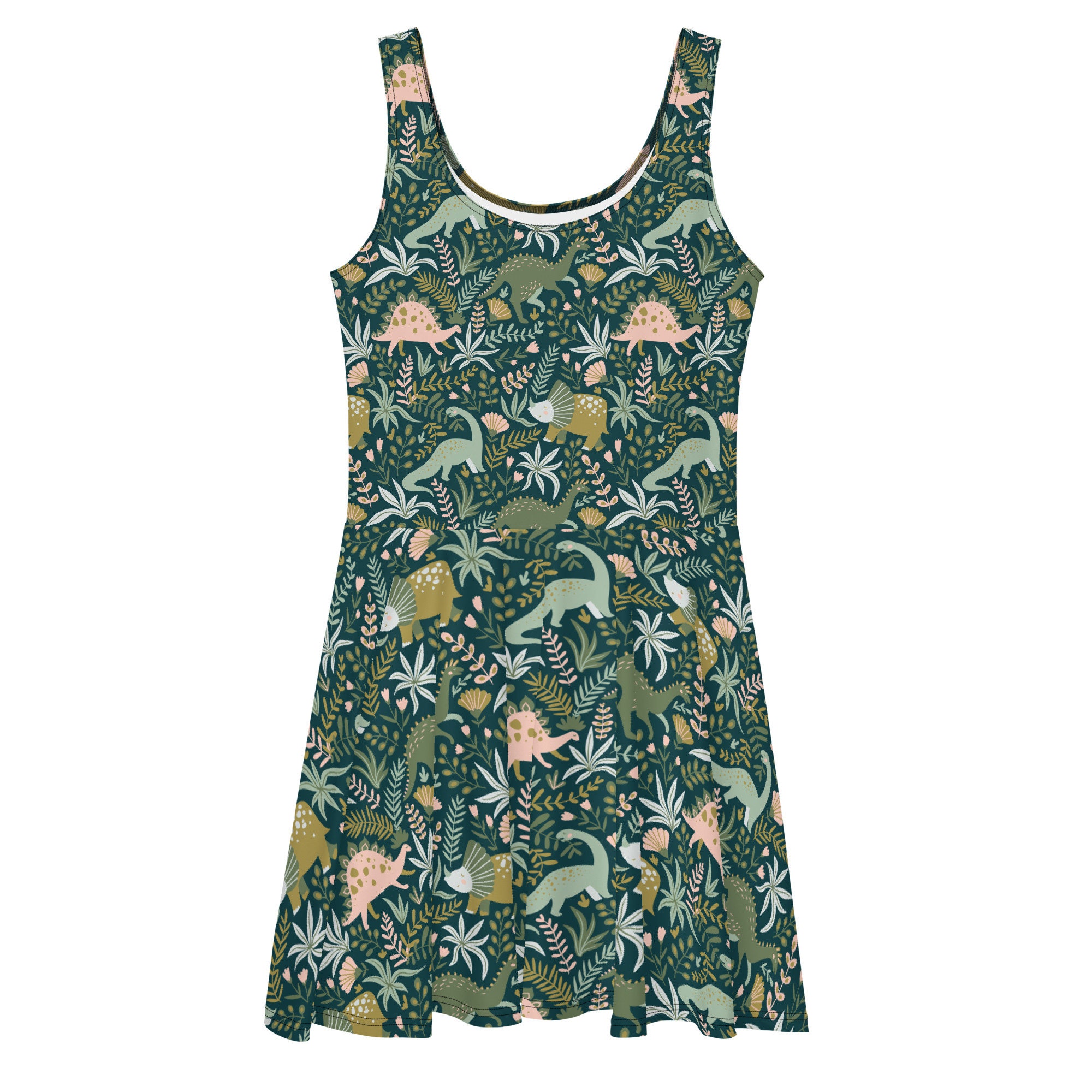 Boho Dinosaur Dress Skater Dress Dino Print Dress Stegosaurus - Etsy