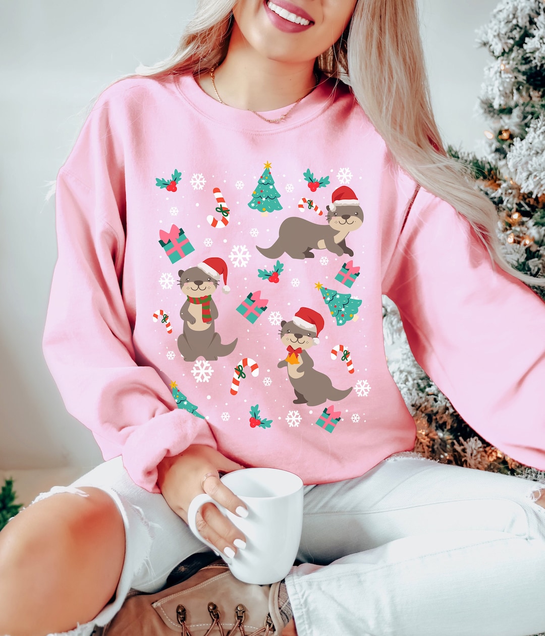 Sea Otter Christmas Sweatshirt Otter Gifts Gift for Otter Lover Otter ...