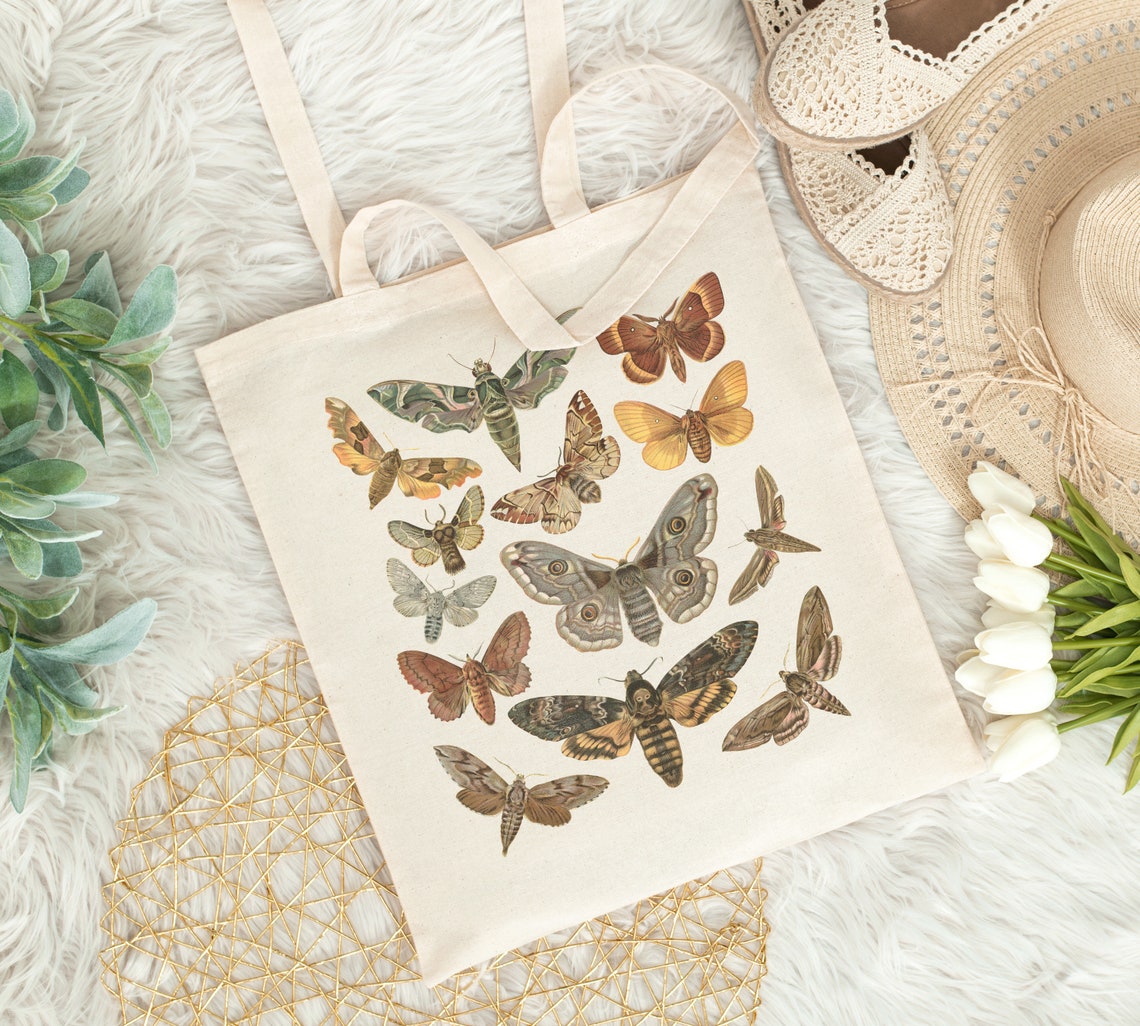 Moth Tote Bag Cottagecore Bag Goblincore Bag Insect Tote Bag - Etsy