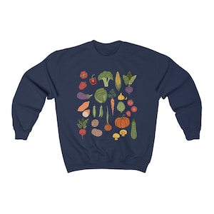 Vegetable Sweatshirt Veggie Sweater Gardener Crewneck Vegetarian ...