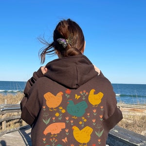 Chicken Hoodie Cottagecore Clothing Farm Hoodie Chicken Lover ...