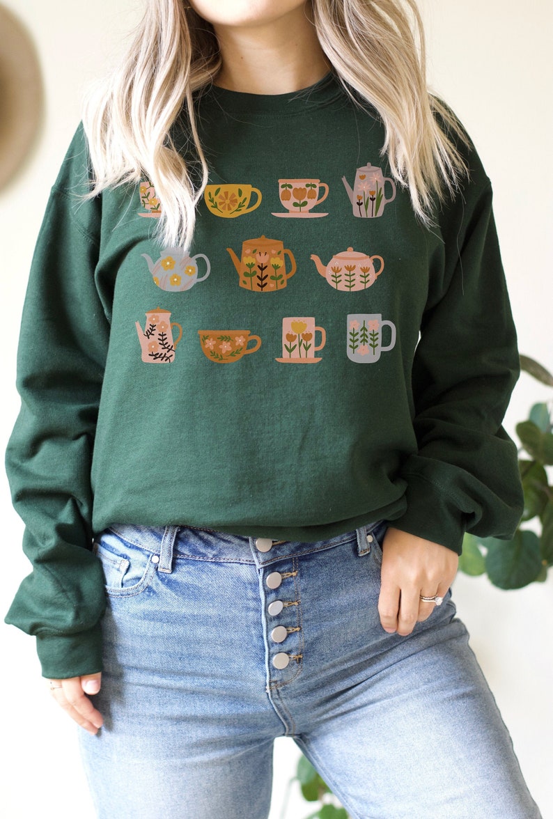 Tea Kettle Sweatshirt Cottagecore Clothing Cottage Core | Etsy