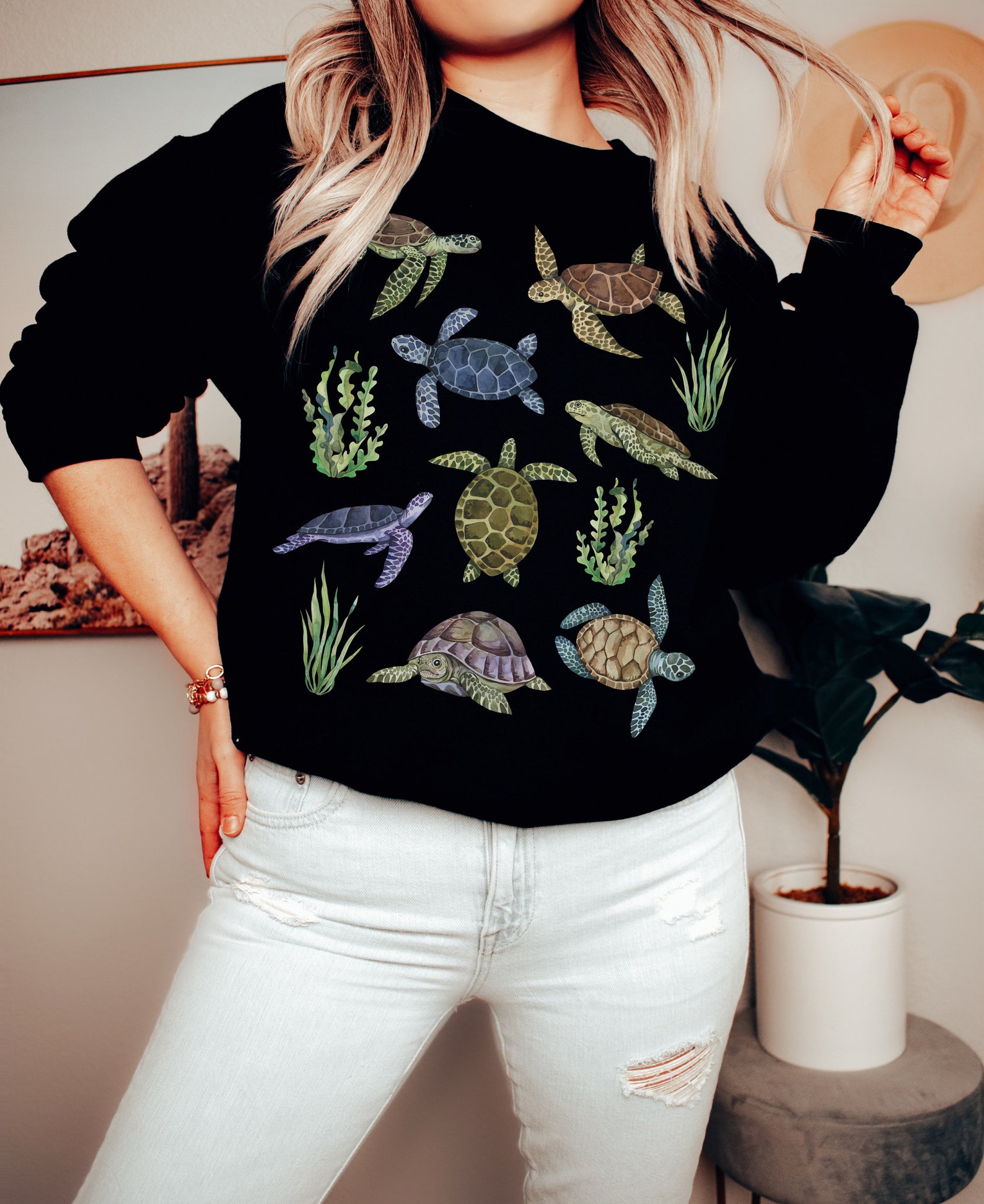 Sea Turtle Sweatshirt Sea Turtle Gifts Turtle Lover Gift Marine Biology ...