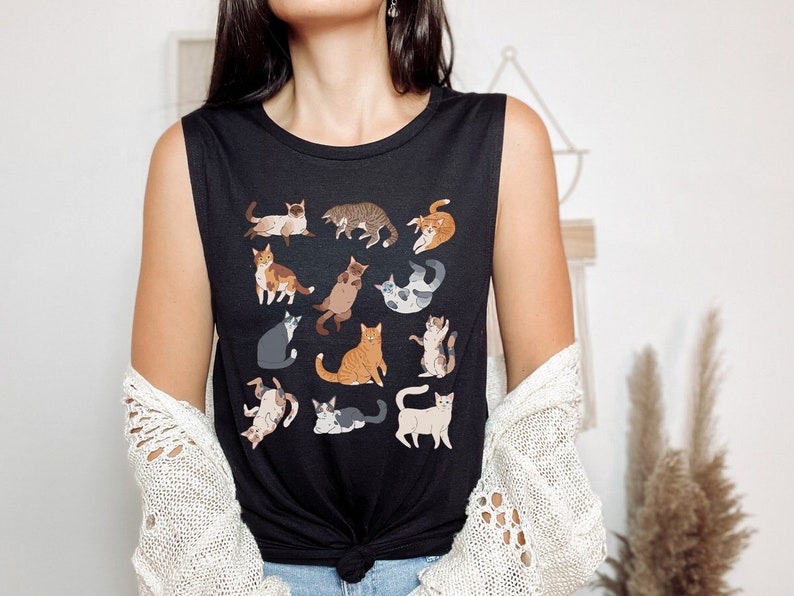 Cottagecore Cats Tank Top Kitties Muscle Tank Kitty Shirt Kitten ...