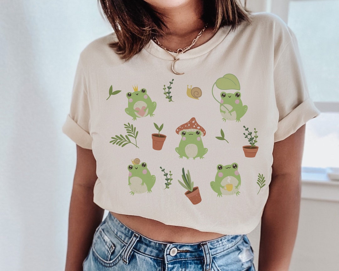 Kawaii Frog Shirt Cute Frog Tshirt Cottagecore Shirt Cottagecore Frog ...