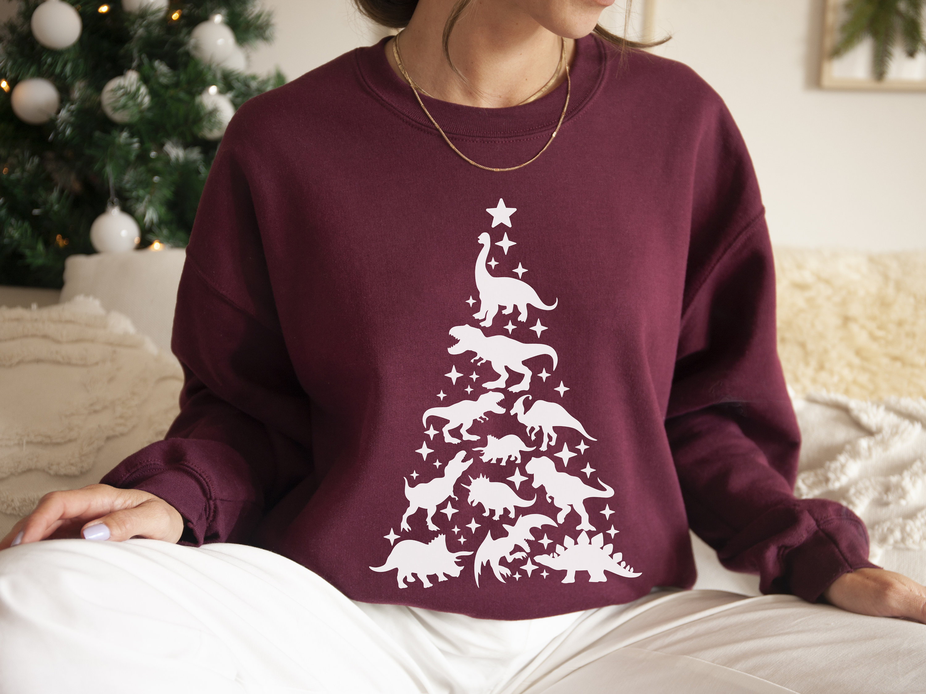 Dinosaur Christmas Sweatshirt Dinosaur Sweater Dinosaur Gifts Dinosaur ...