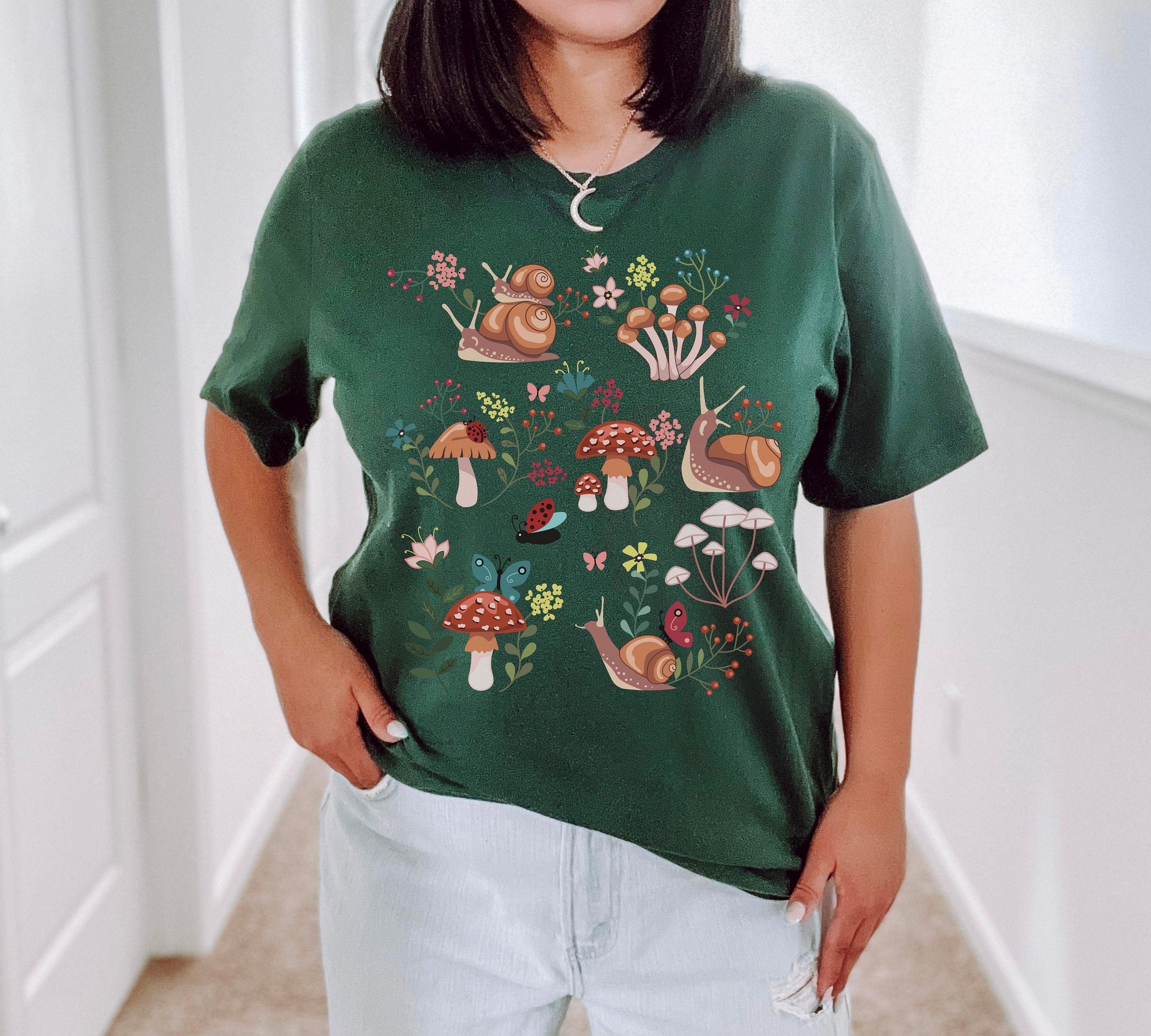 Snail and Mushroom Shirt Cottagecore Clothing Cottage Core Clothes ...
