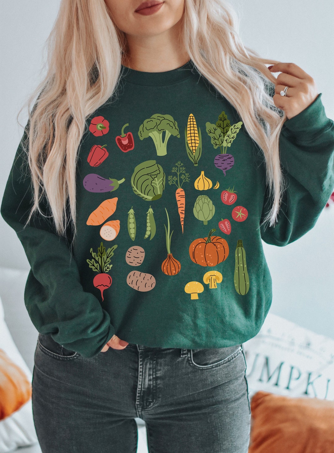 Vegetable Sweatshirt Veggie Sweater Gardener Crewneck Vegetarian ...