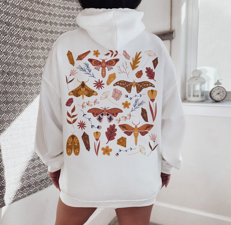 Folk Art Moth Hoodie Cottagecore Clothes Cottage Core Clothing - Etsy
