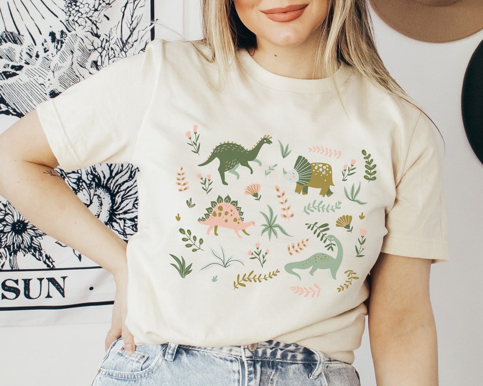 Boho Dinosaurs Shirt Kidcore Aesthetic Clothes Dino Shirt Dinosaur Gift ...