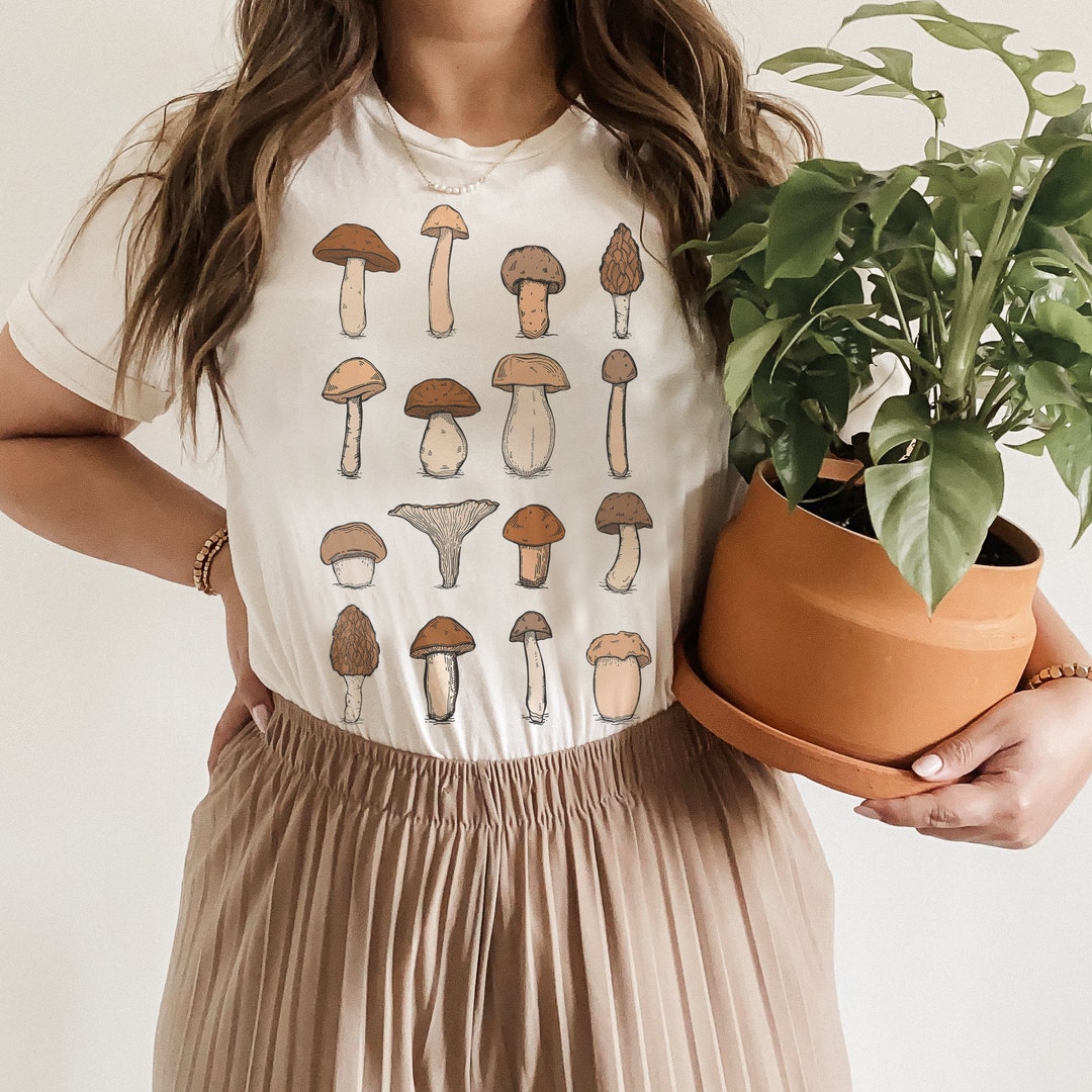 Mushroom Shirt Mushroom Print Apparel Cottagecore Clothes Botanical ...