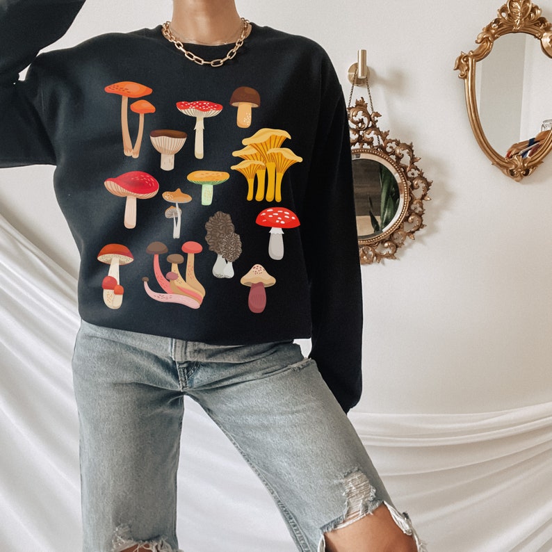 Mushroom Crewneck Sweatshirt Mushroom Sweater Magic Mushroom Apparel ...