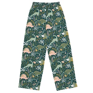 Boho Dinosaur Pajama Pants Paleontology Wide Leg Pants Dino Print ...