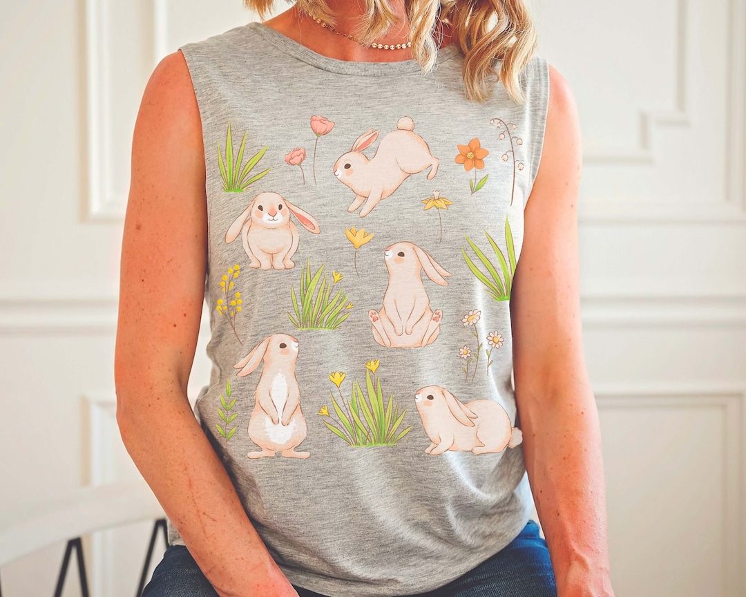 Rabbit Tank Top Farm Aesthetic Muscle Tank Cottagecore Clothing Cottage ...