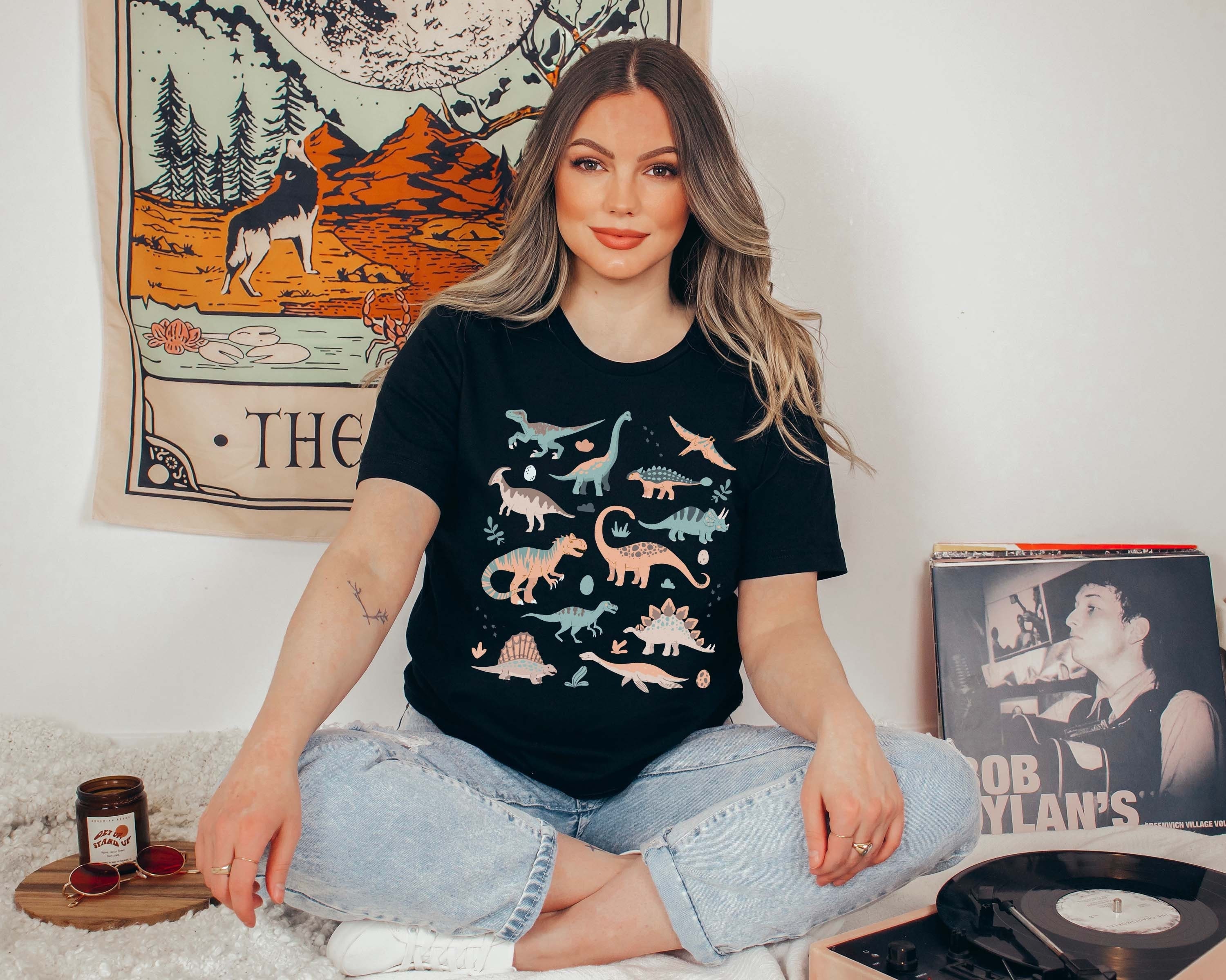 Boho Dinosaurs Shirt Kidcore Aesthetic Clothes Dino Shirt Dinosaur Gift ...