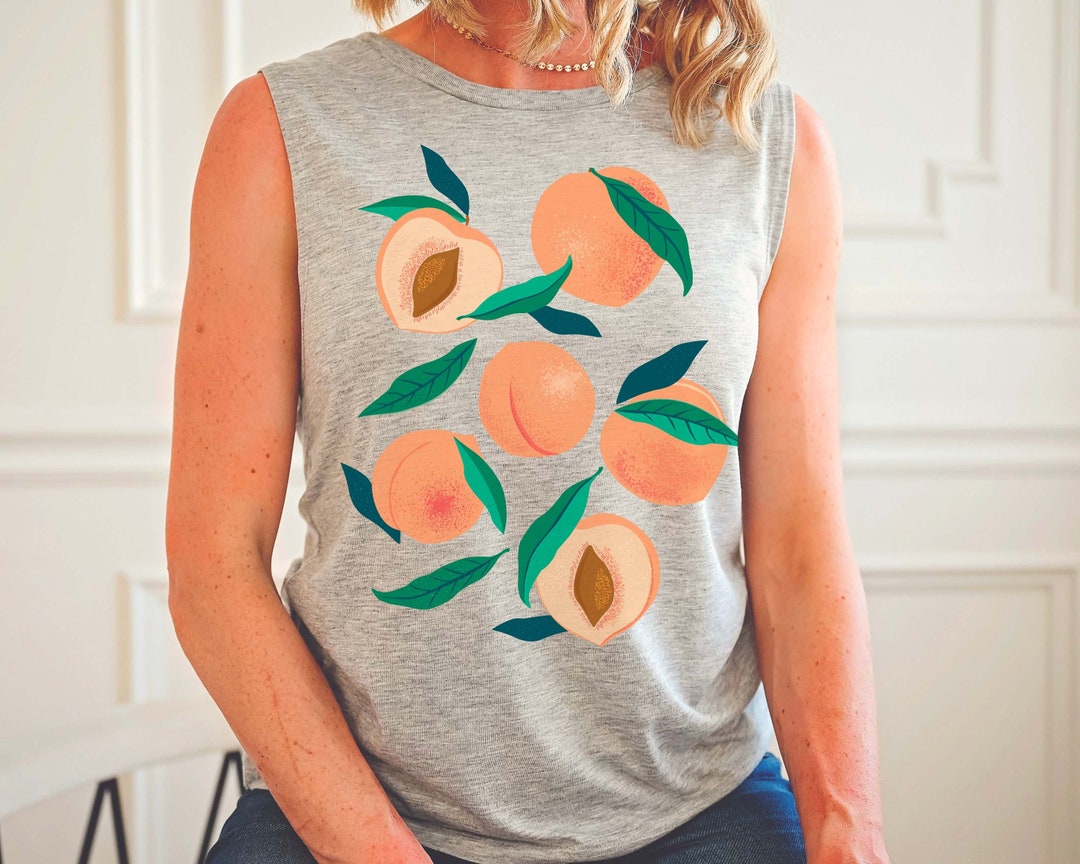Georgia Peach Tank Top Cute Fruit Muscle Tank Peaches Shirt Cottagecore ...