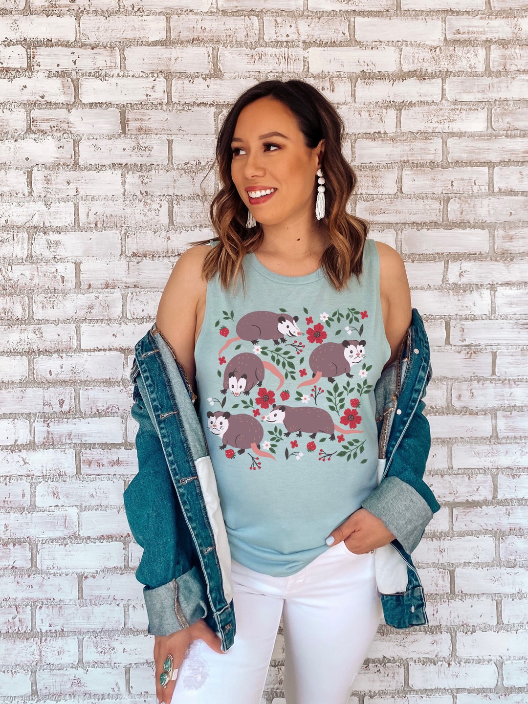 Possum Print Muscle Tank Opossum Tank Top Kawaii Possum Gift Possum ...