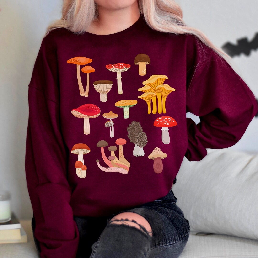 Mushroom Sweatshirt Mushroom Sweater Mushroom Apparel Cottagecore ...
