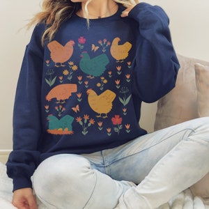Chicken Sweatshirt Cottagecore Clothing Farm Crewneck Chicken Lover ...