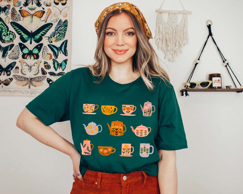 Tea Kettle Shirt Cottagecore Clothing Cottage Core Clothes Tea - Etsy