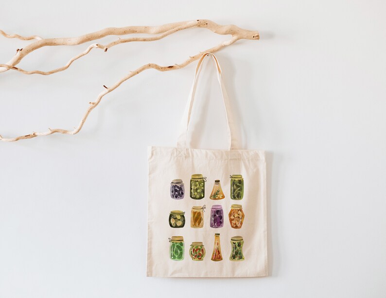 Pickle Tote Bag Pickle Jar Tote Bag Pickling Bag Cottagecore - Etsy