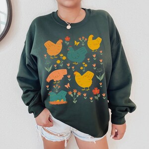 Chicken Sweatshirt Cottagecore Clothing Farm Crewneck Chicken Lover ...