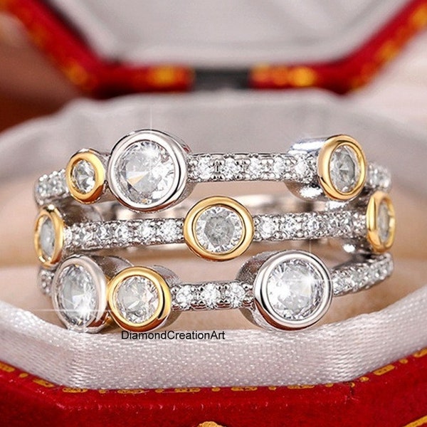 Two Row Diamond Ring - Etsy