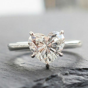 Heart Cut Solitaire Ring 2.00 Ct Colorless Moissanite - Etsy