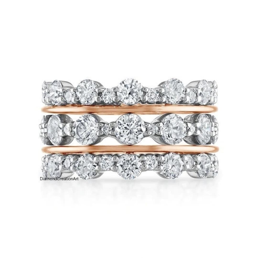 Mickey Mouse Icon Trio of Stacking Ring, Stack Ring, 14K Rose and White ...