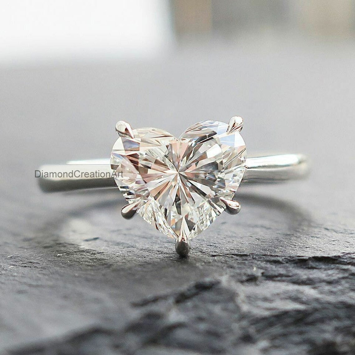 Heart Cut Solitaire Ring 2.00 Ct Colorless Moissanite - Etsy