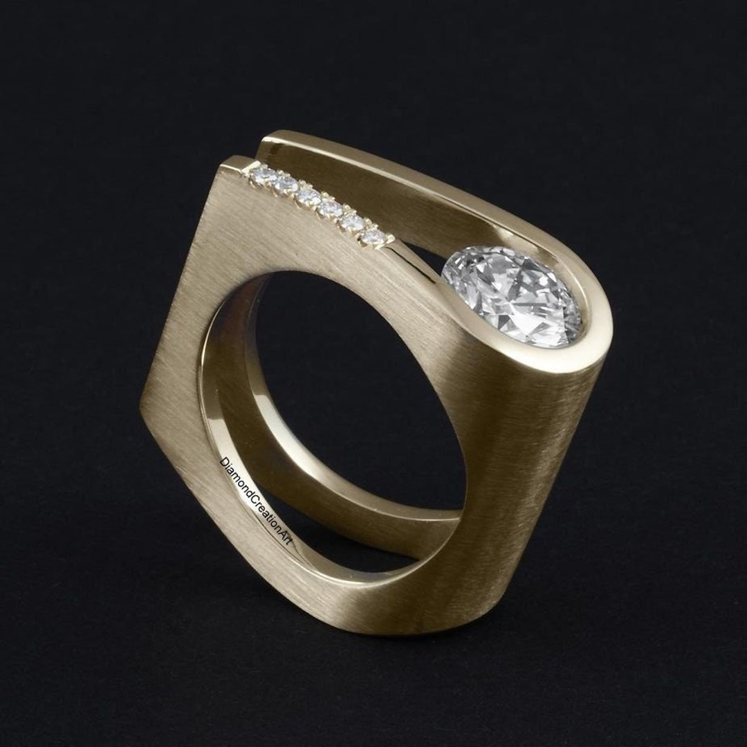 Square Band Ring, 18K Gold Geometric Ring, Women's Band Ring, 6 MM ...
