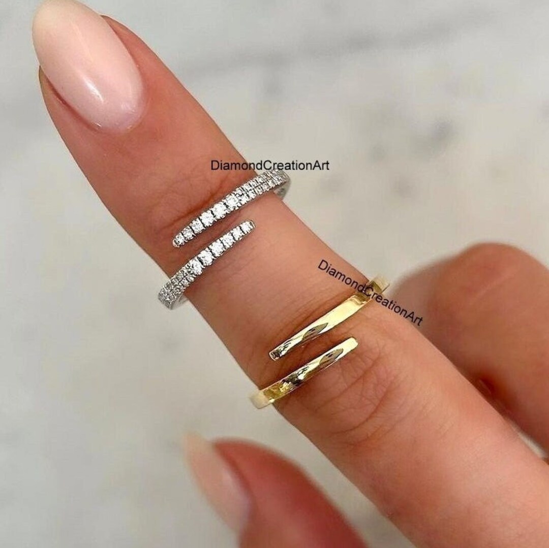 Round Cut Lab Grown Diamond Open Wrap Ring for Women, 14k Solid Gold ...