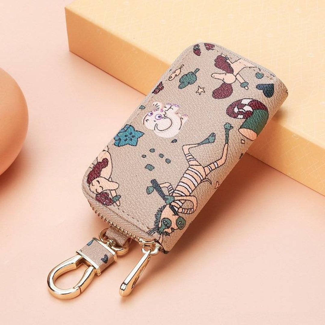 Leather Zipper Key Case,kawaii Design Print Key Pouch,gift for Women ...