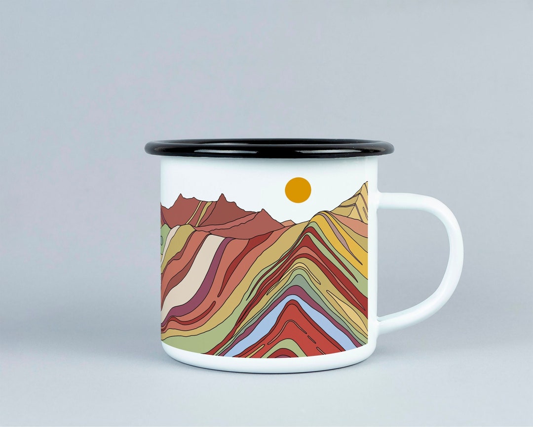 Illustrated Peru Rainbow Mountains Mug, Peruvian Art, New Home Present ...