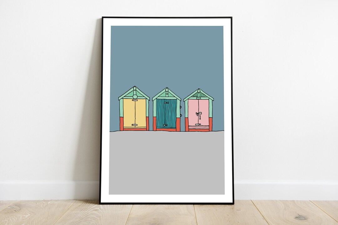 Brighton Beach Huts Print, England Poster, UK Destination Wall Art - Etsy