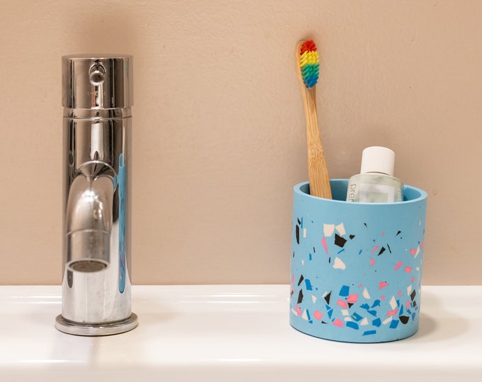 Terrazzo Toothbrush Holder Bathroom Organizer Toothbrush Cup Elegant ...