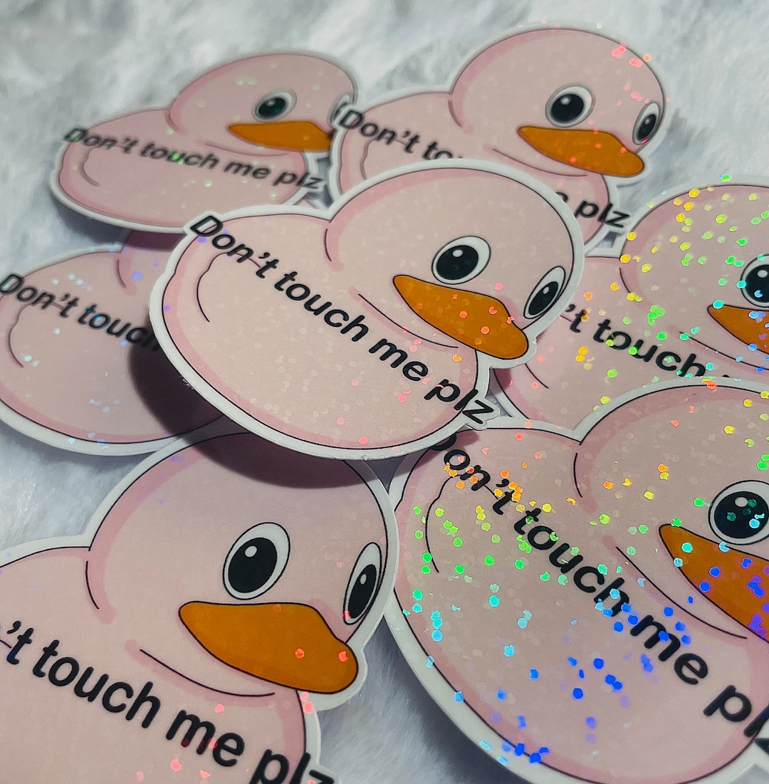 Dont Touch Me Plz, Duck Glitter-laminated Sticker 1 Sticker - Etsy