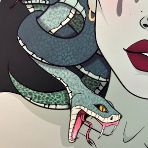 Medusa - Art Print (green) Snake Haired Woman Greek Mythology Art Deco ...