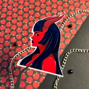 Red Female Devil Sticker - Etsy