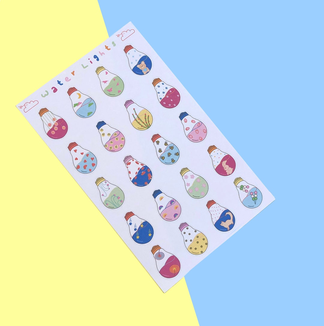 Light Bulb Sticker Sheet, Fairly Light Decals, Ethereal Lamp Stickers ...