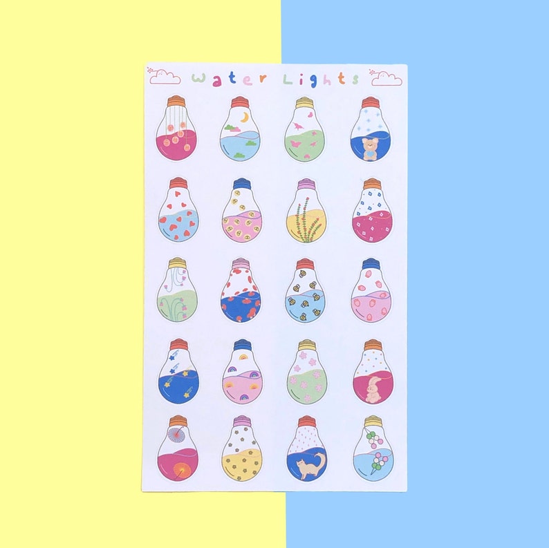 Light Bulb Sticker Sheet, Fairly Light Decals, Ethereal Lamp Stickers ...