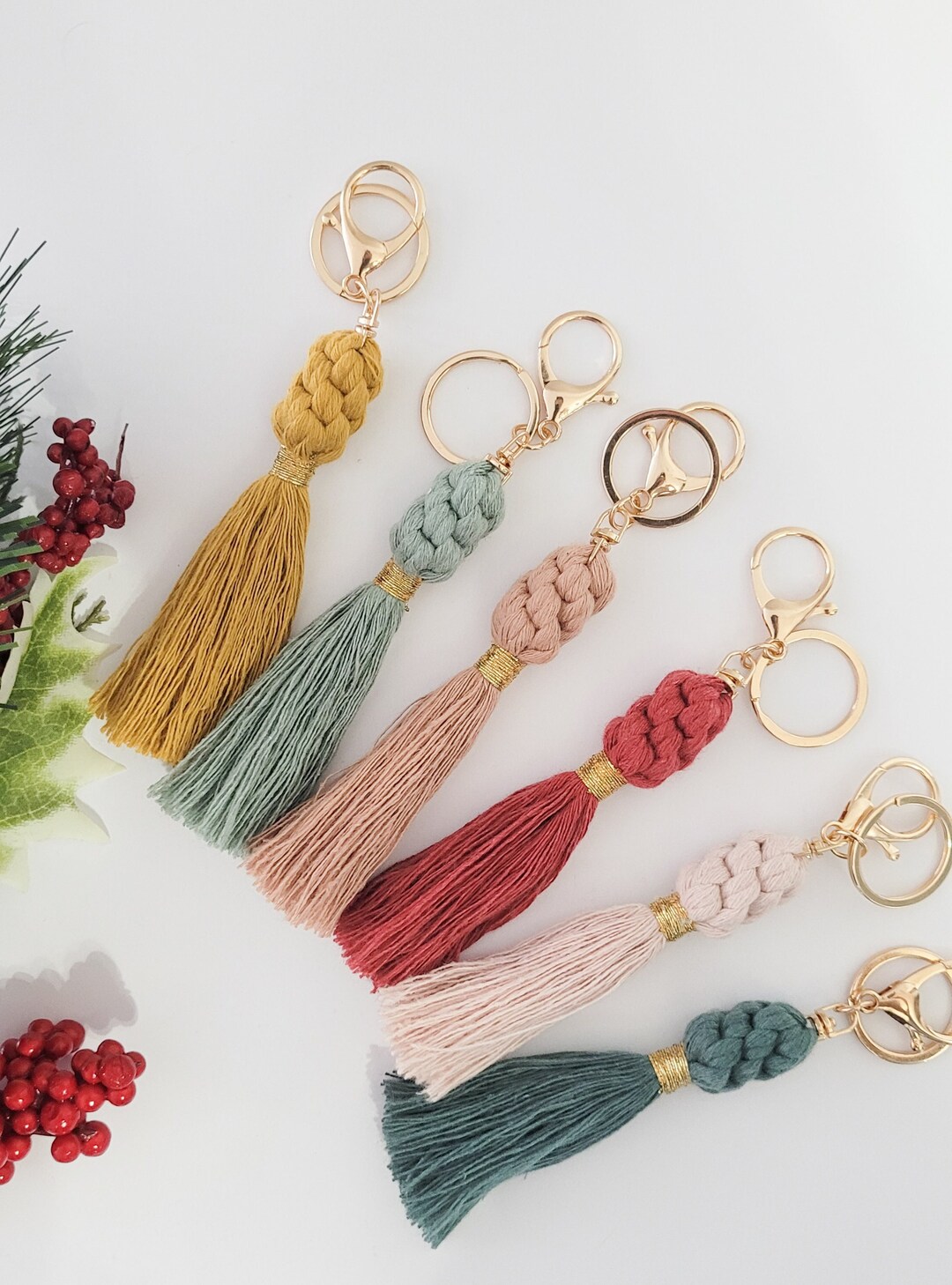 Macrame Tassel Keychain, Bohemian Key Holder, Bag and Purse Charm, Boho ...